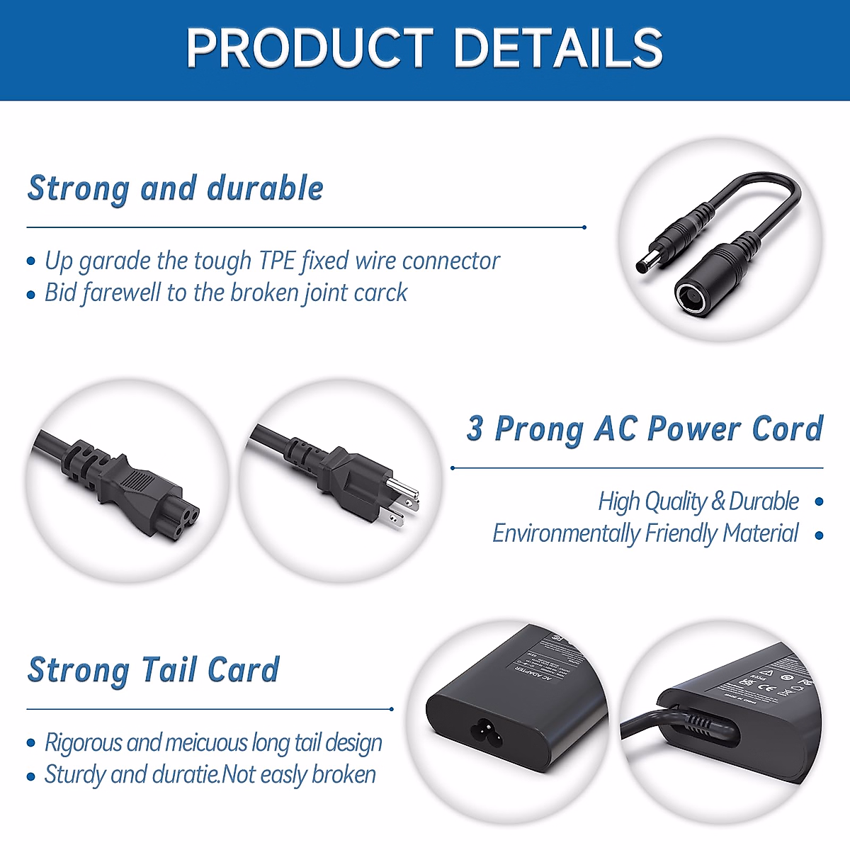 Laptop Charger 65W for Dell Latitude 7490 7400 7480 5400 5490 5500 5590 5480 5580 3310 7290 5290 E5470 E5440 E5570 E7250 E7450 E6540 E7440 E6440 E6430 Power Cord Supply Computer Ac Adapter Replacement