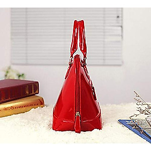 Yan Show Women's Satchel Purse Large Tote Lady Shoulder Bag Patent Leather Handbag Top Handle Shell Bag (black-1)