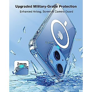 Dlinda 2-in-1 Compatible with iPhone 15 Magnetic Case Clear with Card Holder Leather, Compatible with Magsafe Wallet Case, Yellow Resistant & MIL-Grade Drop Tested, Midnight Black