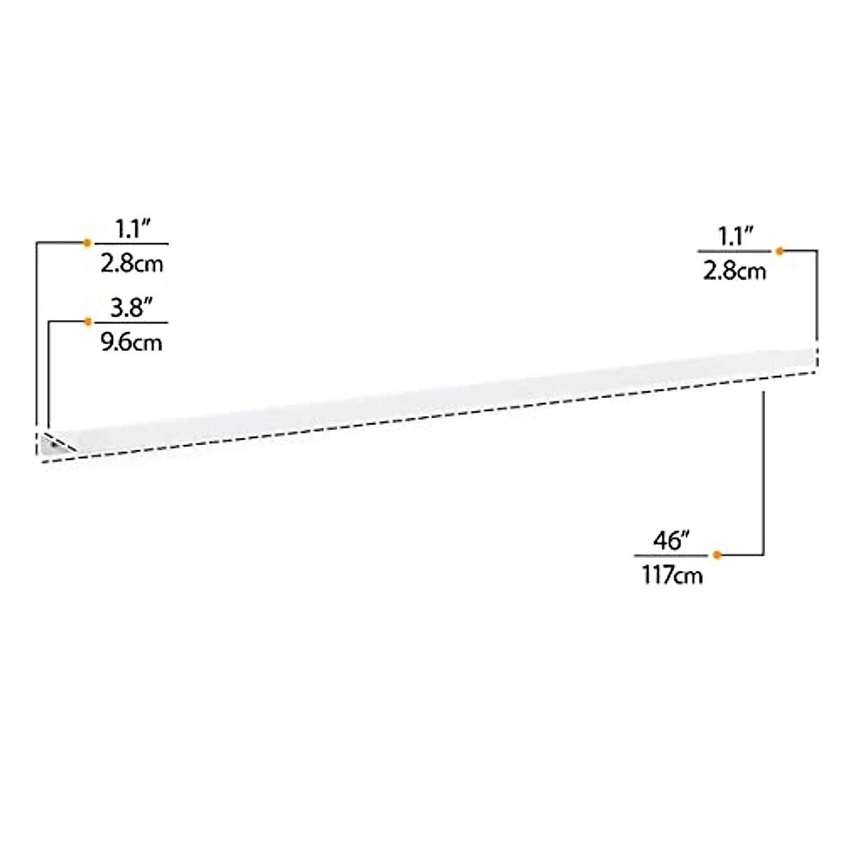 Wallniture Metallo Floating Shelves for Wall, 46" Kids Bookshelf for Toddler Toys, Nursery Room Decor, White Picture Ledge Aluminum Rust Free Material Set of 3