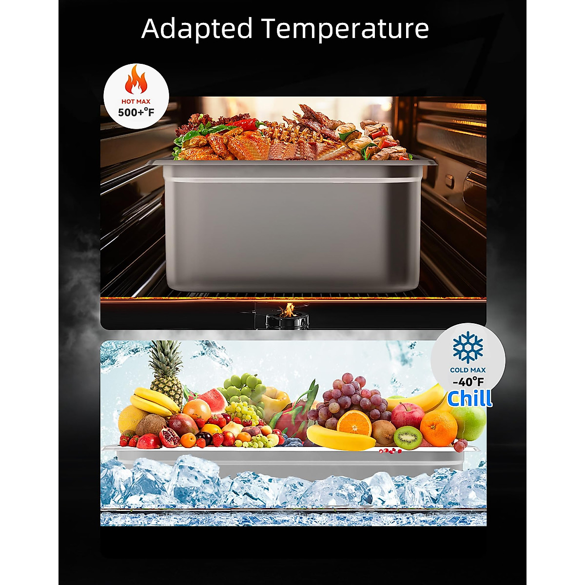 Takywep 6 Pack Hotel Pan with Lid 6" Deep Steam Table Pan Full Size Restaurant Pans Commercial, Anti-Jamming Hotel Pan Stainless Steel