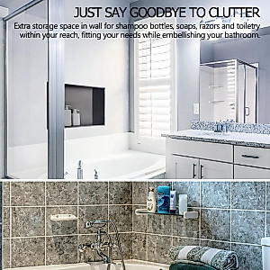 24 x16 Black Stainless Steel Shower Niche, Luckyhorse 24"x16"x4" Wall-Inserted Rectangular Bathroom Recessed Bathroom Shower Niche Shelf for Bathroom Storage