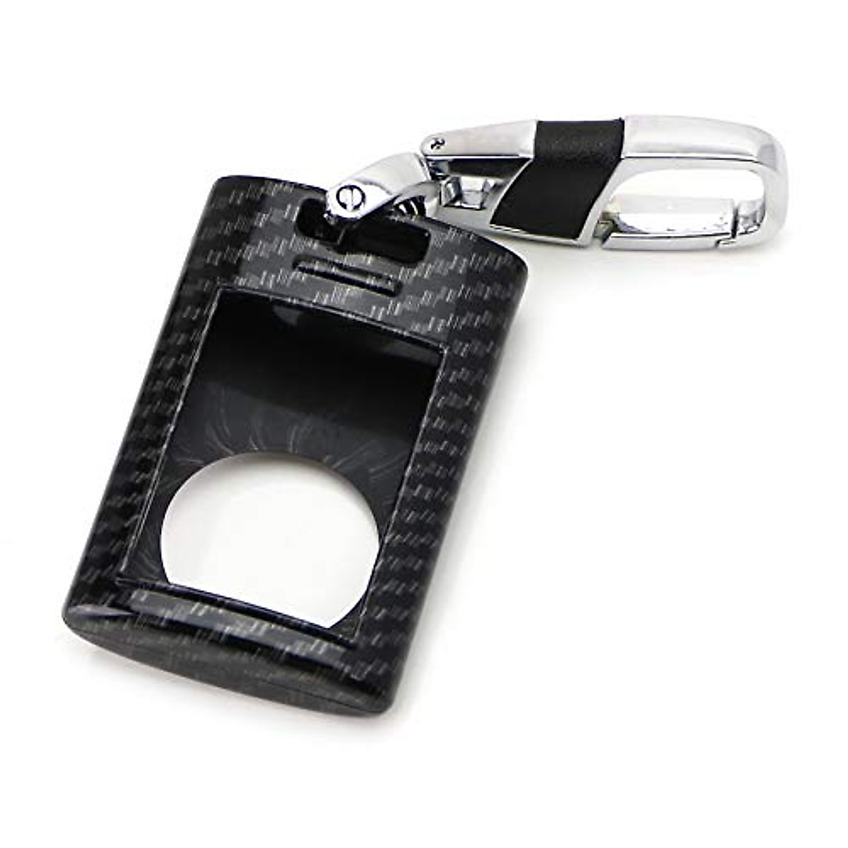 iJDMTOY Glossy Black Carbon Fiber Finish Exact Fit Key Fob Shell Cover w/Keychain Compatible with Cadillac ATS CTS DTS XTS SRX STS Escalade or Chevrolet C7 Corvette, etc