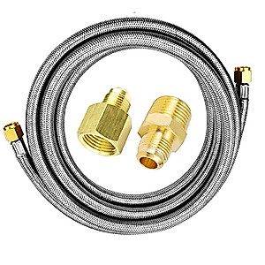 MENSI 16 Feet Stainless Steel Braided BBQ Grill Extension Propane Hose 3/8" Female Flare Threads