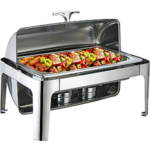 UZOURI Rectangle Chafing Dish Set, 9L Chafing Dish Set Food Warmer Buffet, Stainless Steel Chafing Dish Sets, for Buffet Catering Kitchen Party