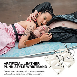 BESPORTBLE 2pcs Strap Arm Guard Personality Arm Guards Wristband Bracers for Cosplay Punk Clothes Gloves for Men Rock Costumes for Woman Miss Gothic Wax Rope Hand Strap White