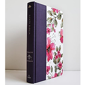 Biblia RVR 1960 letra grande. Tapa dura tela azul púrpura con flores tamaño manu al / Bible RVR 1960 Handy Size Hardcover Cloth with Purple Blue Flowers