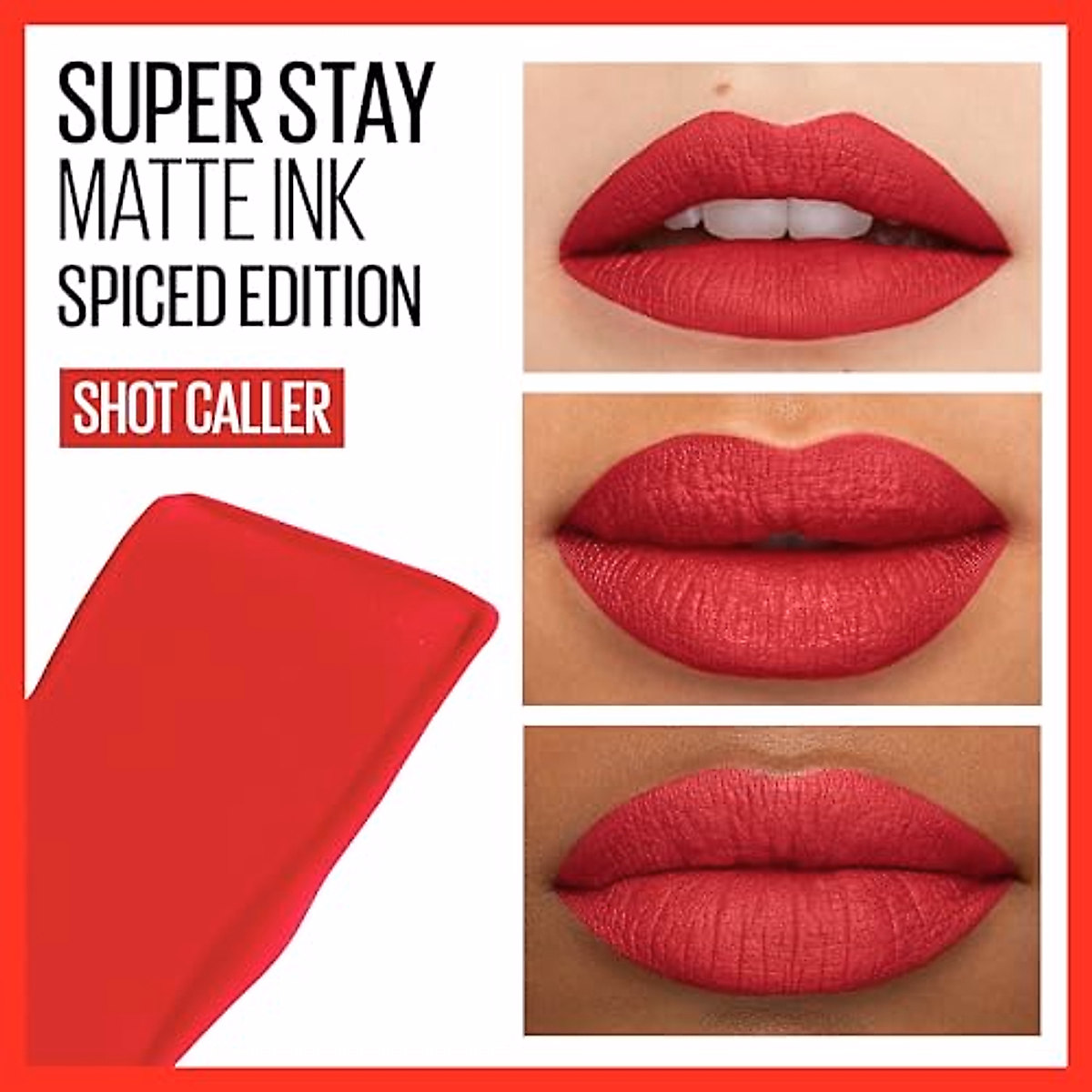 Maybelline Super Stay Matte Ink Liquid Lipstick Makeup, Long Lasting High Impact Color, Up to 16H Wear, Shot Caller, Bright Pinky Red, 1 Count