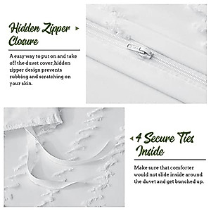 Tametra Boho Duvet Cover Queen - Tufted Queen Duvet Cover,Textured Duvet Cover, Ultra Soft Shabby Chic Embroidery Duvet Covers for All Seasons PCS 90" x 90"(White)