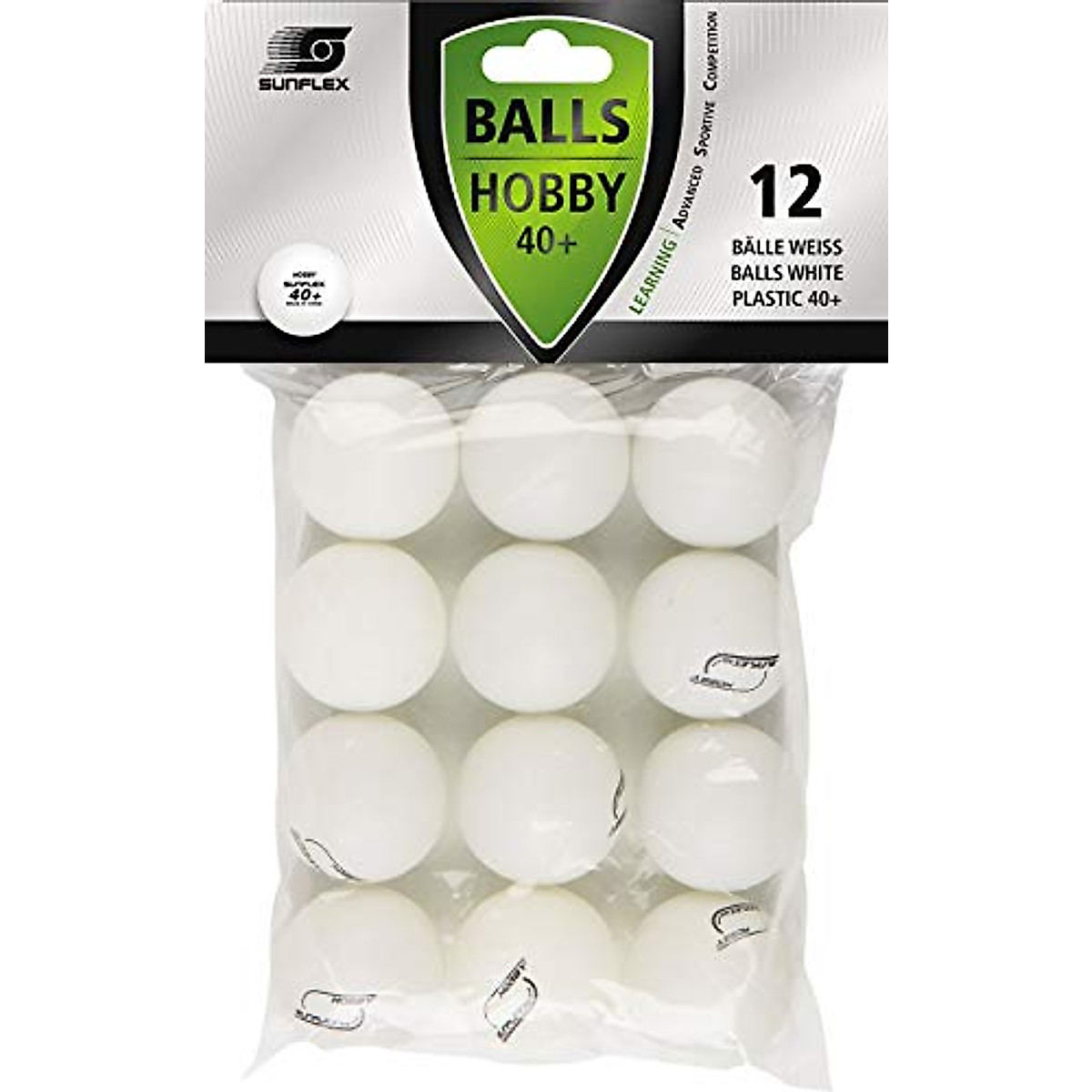 Sunflex Hobby Table Tennis Balls Pack of 12 Ping Pong Balls - Plastic 40+ Table Tennis Recreational Training Balls - Available in Two Colors - White and Orange