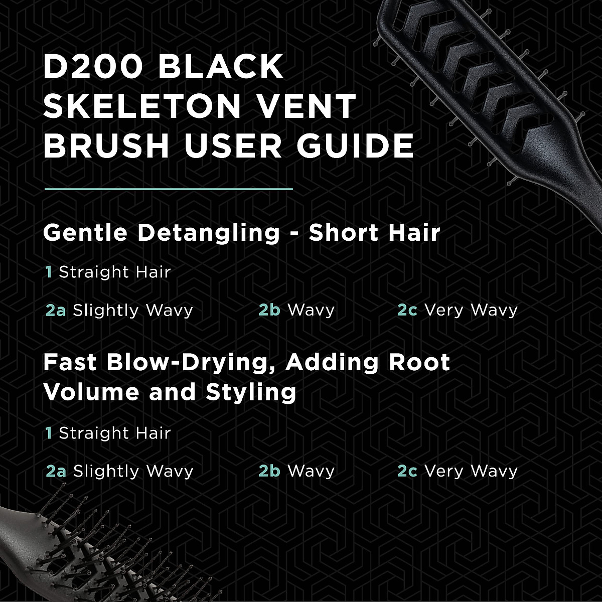 Denman Flexible Vent Brush D200 - Detangling Brush With Lightweight Grip & Control – Perfect For Styling During Blow-Dry & Detangling Wet & Dry Hair – Black (Pack of 1)