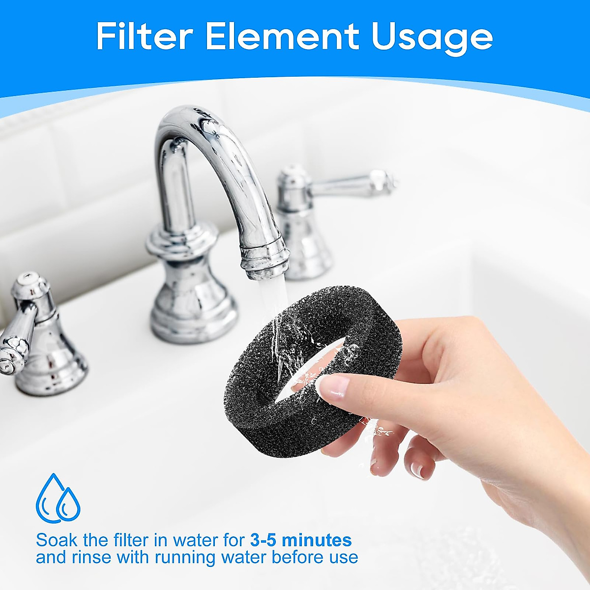 8 Pack Foam Filters for Cat Water Fountain, Pet Fountain Filter Pet Water Round Filter Foam for Cat Drink Fountain 84oz/2.5L & 108oz/3.2L Pet Fountain Automatic Drinking Water Dispenser