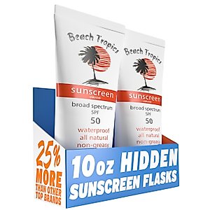 Hidden Flask - 10oz Sunscreeen Flask Lets You Take Booze Anywhere Includes Free Funnel & Extra Leak-Proof Safety Seals - Hidden Flasks for Liquor by Classy Wino Always Drink Responsibily