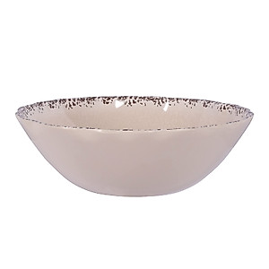 lok-osemile Gourmet Art Crackle 100% Melamine 12" Salad, Mixing, Pasta Serving Bowl, Ivory color
