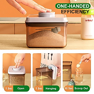 Formula Container, 1700Ml/730g Airtight Formula Dispenser, One Button Handy Pop Up Food Containers Milk Powder Container, BPA-Free Food Storage Containers with Lids, Scoop and Scraper, Dark Brown
