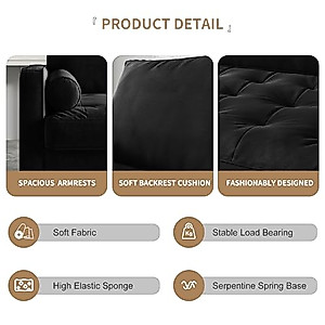 SILKIR Velvet Furniture for Small Spaces, Mid-Century Modern Loveseats for Living Room, Love Seat Couch Sofas, 58 Inches, Black