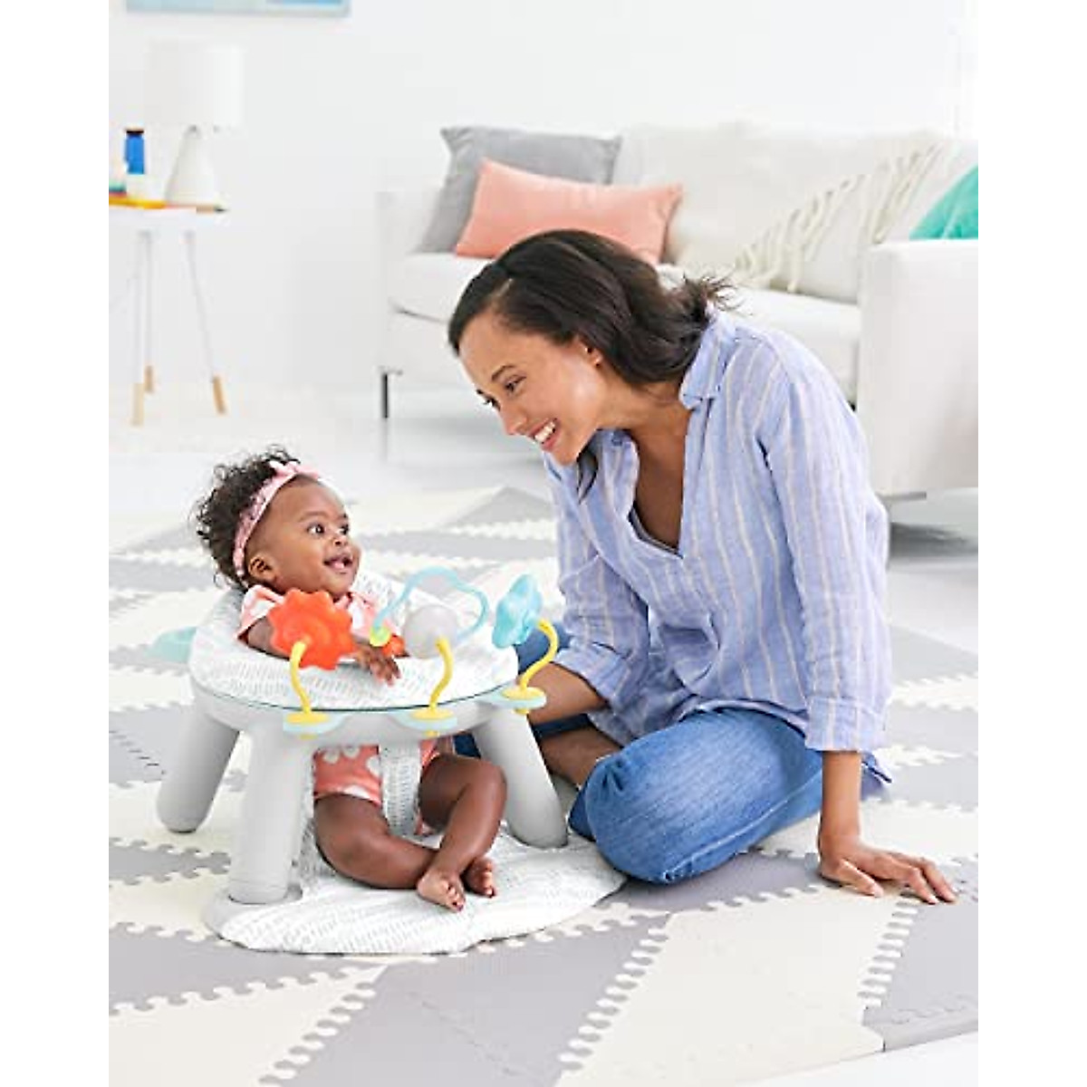 Skip Hop 2-in-1 Sit-up Activity Baby Chair, Silver Lining Cloud