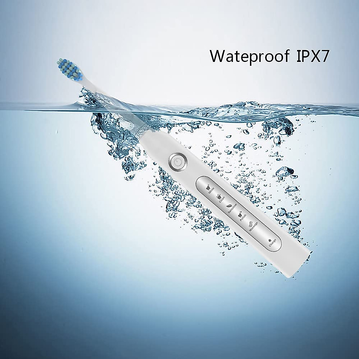 Gloridea Electric Toothbrushes for Adults, Rechargeable Sonic Toothbrushes with 4 Dupont Brush Heads 5 Modes 40,000 VPM Smart Timer Waterproof, 4 Hours Charging Lasts 30 Days, Travel, White