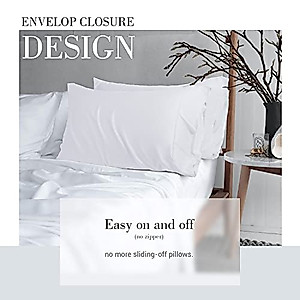 WishSmile White Standard Pillow Cases Bamboo Cooling Pillowcases Set of 2 Breathable Cool Silky Soft Moistur Wicking for Hot Sleepers,Hair and Skin Friendly,2 Pack,20x26 inches