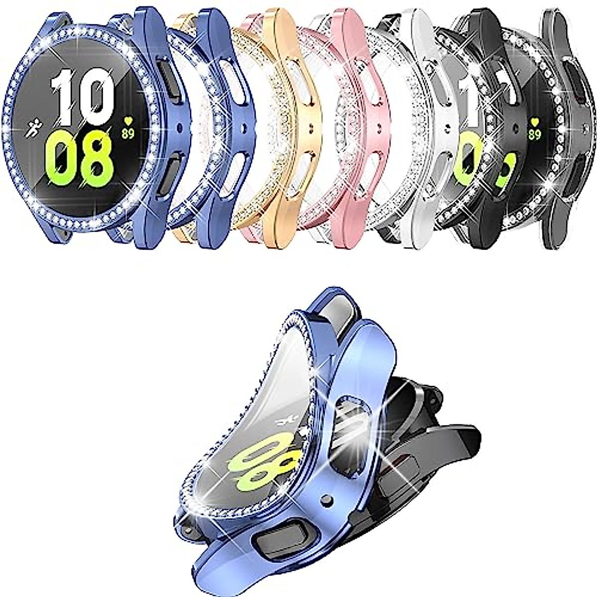 Generic 40mm Case for Samsung Galaxy Watch 5/4 40mm - Screen Protector + Bling Bumper Case - Unisex - Blue - Water Resistant - Solid Theme - Accessorizing & Protecting