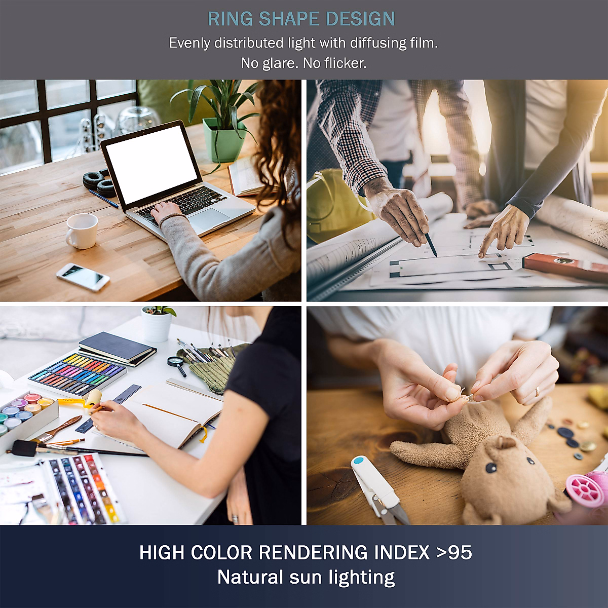 Lavish Home LED Desk Lamp - Swing Arm Architect Lamp - Adjustable Natural Sun Lighting for Home Office, Bedroom, or Dorm Room (White)