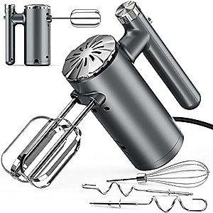 Hand Mixer Electric, Mixer Electric Continuously Variable Speed Control Mixers Kitchen Handheld, Eject Button / 5 Stainless Steel Accessories/Turbo Boost/Self-Control Speed for Baking Cake Egg Cream Food Beater