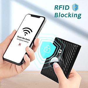 FADACHY Mens Wallet with Holder,Minimalist Card Holder,Carbon Fiber RFID Technology Credit Card Holder for Women Men with ID Windows,Stealth Holder