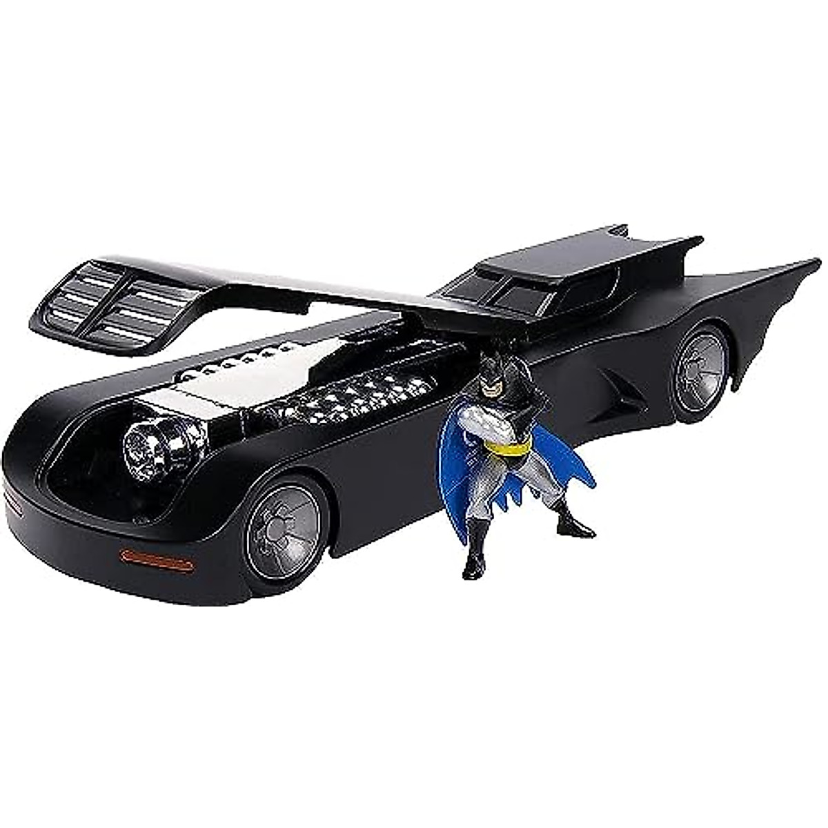 DC Comics 1:24 Batman Animated Series Batmobile Die-cast Car with 2.75" Batman Figure, Toys for Kids and Adults,Black