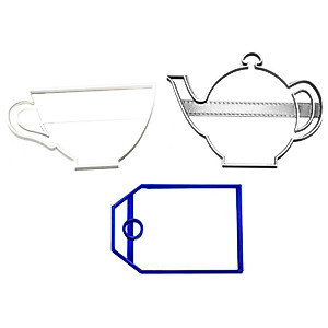 TEA TIME CUP POT HANGING NAME TAG BEVERAGE SET OF 3 COOKIE CUTTER USA MADE PR1178