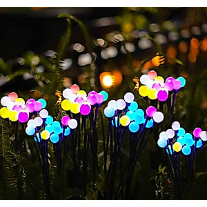 WZUZUD 2PCS Solar Starburst Swaying Garden Light,Solar Powered Firefly Lights Outdoor Waterproof,Swaying Decorative String Lights When The Wind Blows (2PCS)