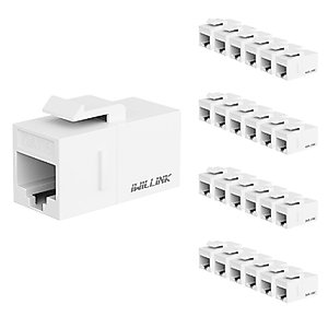iwillink RJ45 Cat6 Keystone Coupler 25-Pack, Female to Female Cat6 Keystone Jack, UTP Keystone Coupler Insert,Keystone Jack, White