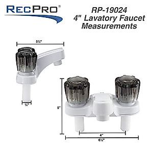 RecPro 4" RV Faucet | White | RV Bathroom Accessories | RV Bathroom Sink | Lavatory Faucet