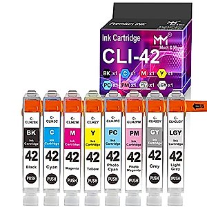 MM MUCH & MORE Compatible Ink Cartridge Replacement for Canon CLI-42 CLI42 CLI 42 for Pixma Pro-100S Pro-100 Printer (Black, Cyan, Magenta, Yellow, Photo Cyan, Photo Magenta, Gray, Light Gray, 8-Pack)