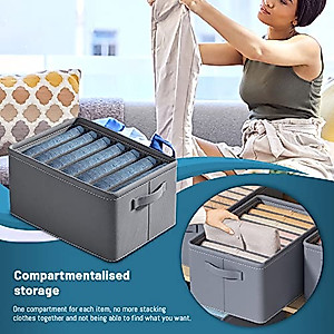 LELE LIFE 3Pcs 6/7/9 Grids Wardrobe Clothes Organizer, Large Drawer Organizers for Clothing, Foldable Jeans Organizer for Closet with Handle and Built-in PP Board, Clothes Organizer for Folded Clothes