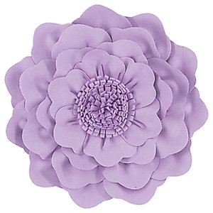 JWH Hand Crafted Flower Throw Pillow Cover Decorative Floral Pillow Case Round Cushion Stereo Pillowcase for Bedroom Bed Couch Living Room 14 Inch Purple Lilac
