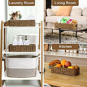 UPINFREESmall Wicker Baskets, Wicker Toilet Basket Tank Topper，Toilet Paper Basket for Back of Toilet Tank Top, 1-Pack