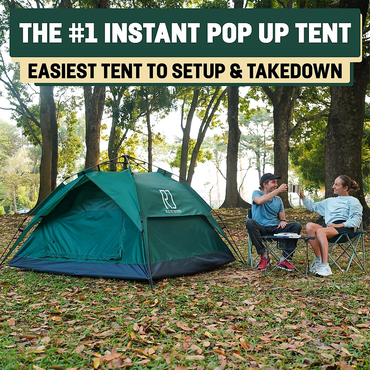 Reactive Outdoor Tent - 3 Second Tent - 3 Sec Instant Pop Up Tent - Easy and Quick Setup Camping Tent - 1 Person Setup Waterproof Double Layer Outdoor Camping Tent