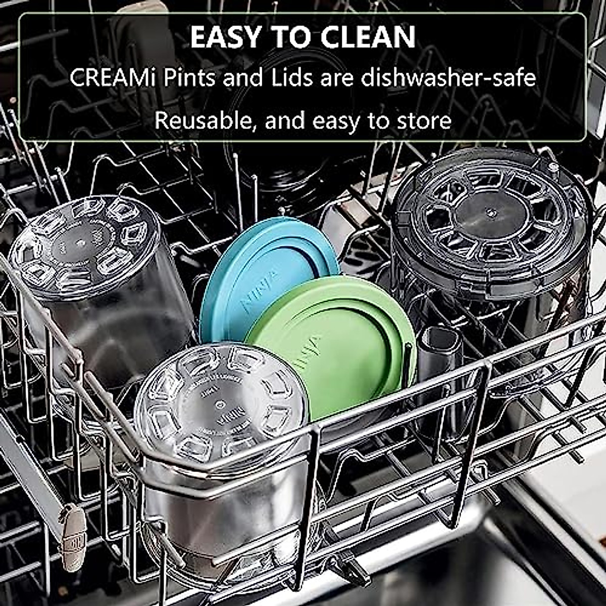 BBAUER Ice Cream Pints Containers 4 Pack for Ninja Creami Pints and Lids,16oz Cup Compatible with NC301 NC300 NC299AMZ Series Ice Cream Maker,Reusable,4 PC Ice Cream Spoons,Pink/Green/Grey/Blue