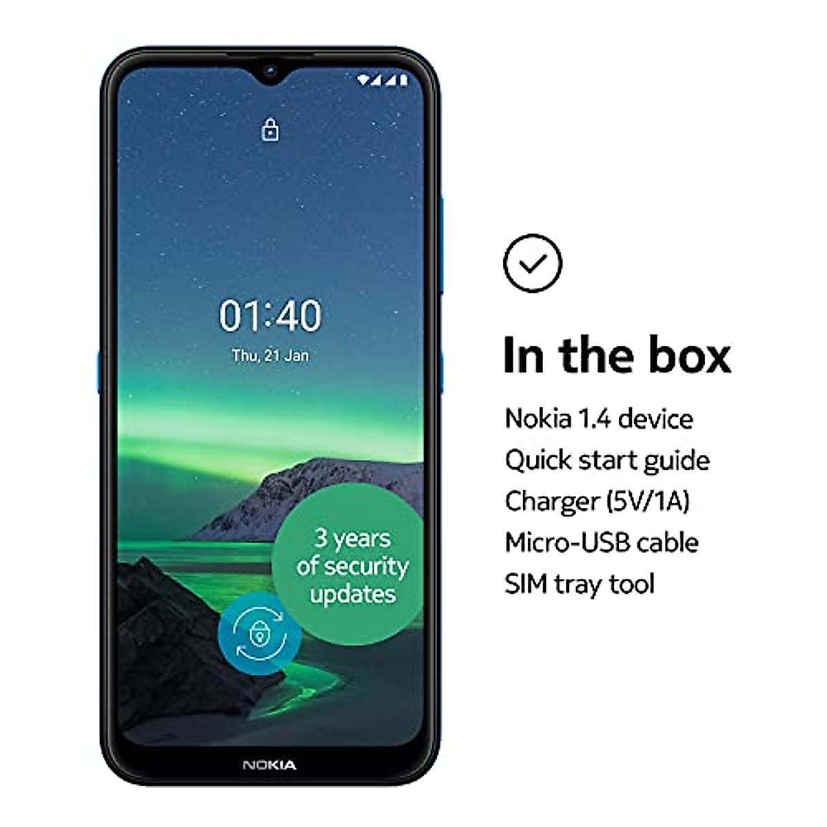 Nokia 1.4 Dual-SIM 32GB ROM + 2GB RAM (GSM Only | No CDMA) Factory Unlocked 4G/LTE Smartphone (Fjord) - International Version