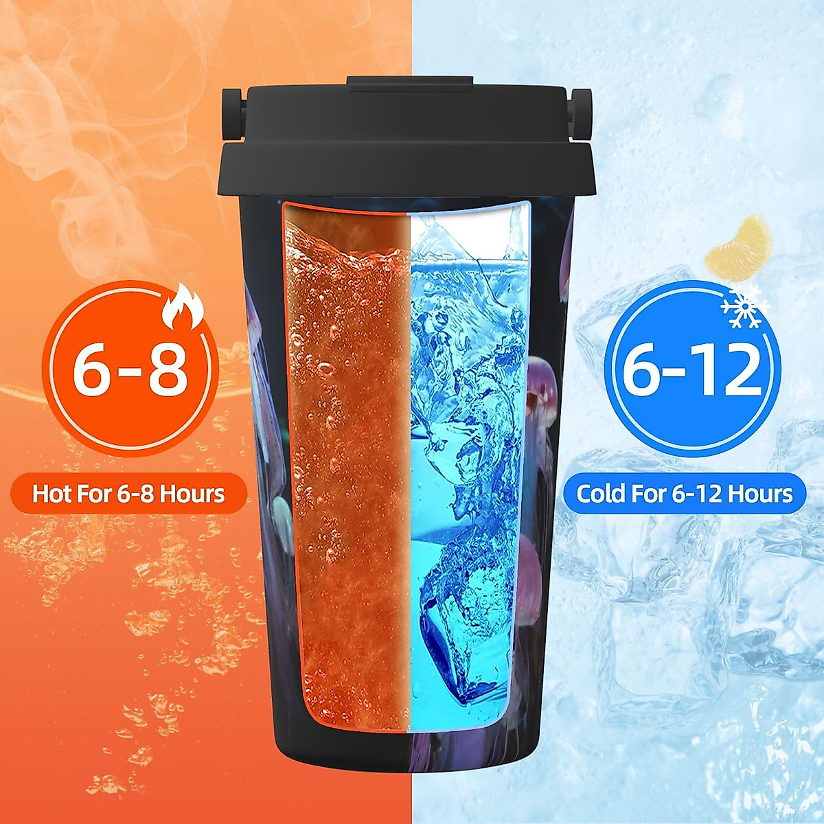 Insulated Coffee Mug Color Jellyfish 17oz Double Wall Vacuum Stainless Steel Tumbler With Leak-Proof Lid And Handle, Cute Travel Thermos Mug For Cold Hot Drinks