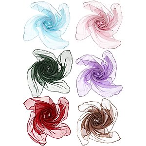 Boao 6 Pieces Chiffon Scarf 1950s Square Scarf Neck Head Scarfs Vintage Soft Scarf Polyester Scarves for Women Girl Lady (Red, Pink, Coffee, Atrovirens, Light Blue, Light Purple,)