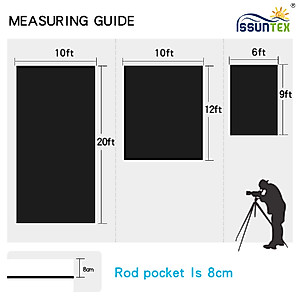 ISSUNTEX 10X20 ft Background Muslin Backdrop, Photo Studio, Collapsible High Density Screen for Video Photography and Television-Black