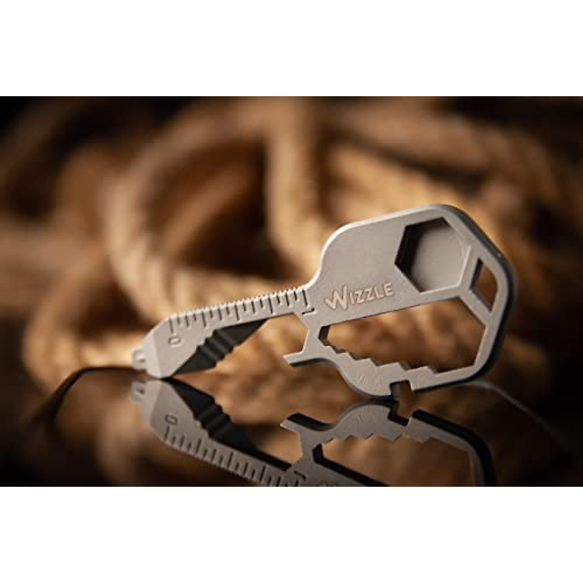 Wizzle EDC MultiTool - 24 in 1 Keychain Accessory, Pocket Size Multipurpose Solution for Camping and Fishing, Screwdriver, Bottle Opener, Hex Wrench Tool, TSA Compliant Ideal Gift for Men Silver Steel