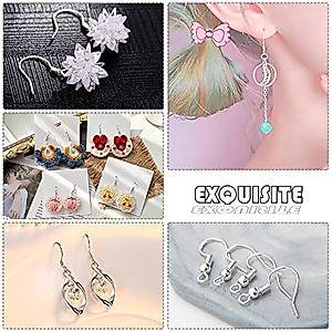 925 Sterling Silver Earring Hooks 150 PCS/75 Pairs,Ear Wires Fish Hooks,500pcs Hypoallergenic Earring Making kit with Jump Rings and Clear Silicone Earring Backs Stoppers (Silver)