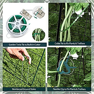 Giantex 8 Panels Cucumber Trellis, A-Frame Garden Trellis for Plant Climbing, Greenhouse Vegetable Fruit Grow Support with 18 Clips, 16 Ground Stakes, 8 Spiral Connectors, 12 Cable Tie, Twist Tie
