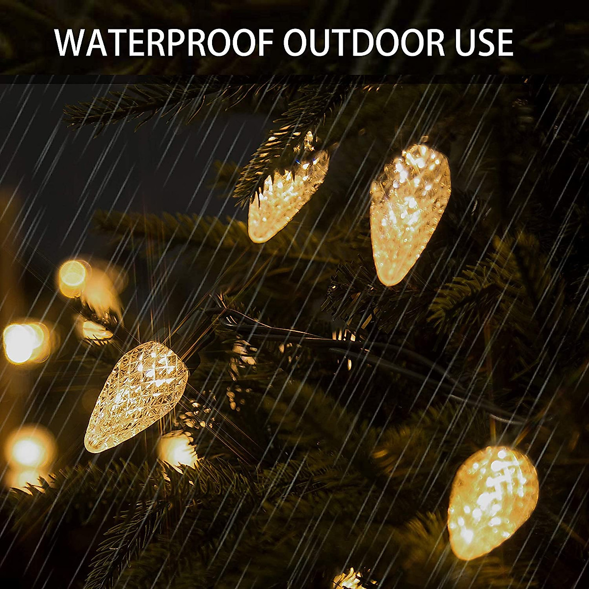 C9 Outdoor Christmas Lights 2 Pack 31ft 50 LED,String Lights Connectable Commercial Grade Outdoor Indoor Xmas Decorative Light Strand for Christmas Trees Garden Patio Parties Decor Warm White