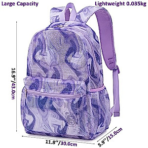 Meisohua Mesh Backpack for School Girls Semi-Transparent Backpack for Kids See Through Teen Girls Backpack with Storage Bag 2 in 1 Set