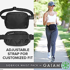 Gaiam Fanny Pack Running Belt Bag - Sidekick Waist Pack Cell Phone Holder Exercise Gym Slim Zipper Workout Pouch Jogging Bag | Multi Pocket, Adjustable Fit, Walking, Runner Accessories Women, Men