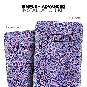 DesignSkinz Purple Watercolor Leopard Pattern Protective Vinyl Decal Wrap Skin Cover Compatible with The Samsung Galaxy S20 (Screen Trim & Back Glass Skin)