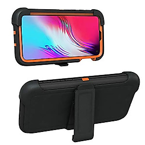 ToughBox Galaxy S10E Case, [Armor Series] [Shock Proof] [Black | Orange] for Samsung Galaxy S10E Case [Comes with Holster & Belt Clip] [Fits OtterBox Defender Series Belt Clip for S 10E Phone Cover]